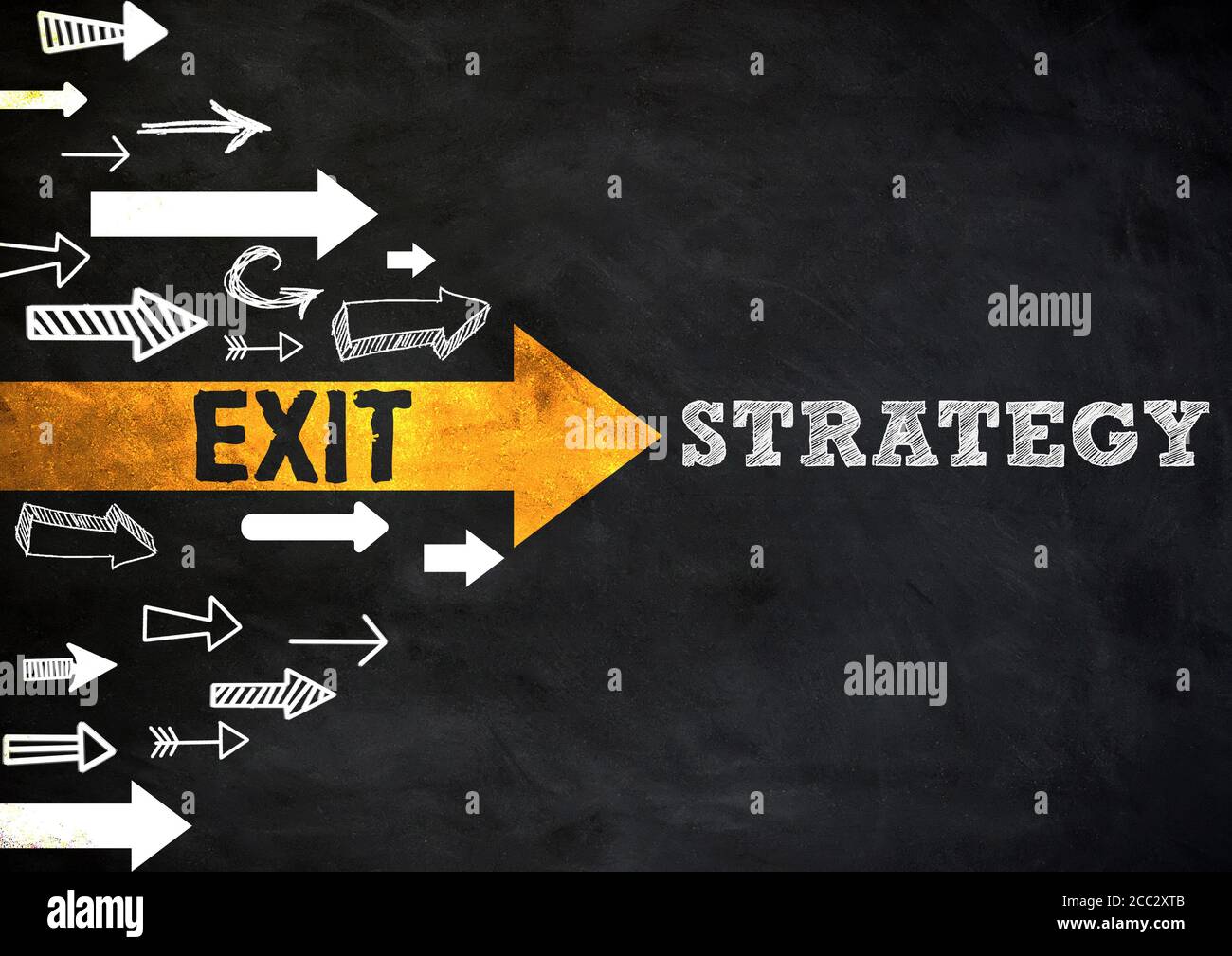 Exit Strategy - chalkboard concept Stock Photo - Alamy