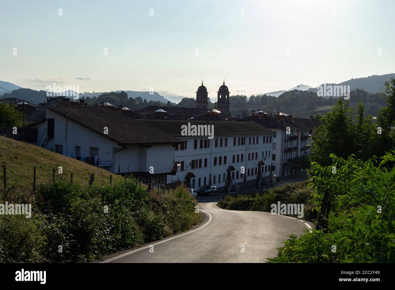 Landscape views of Elizondo in Navarra with the Baztán river, in Spain ...