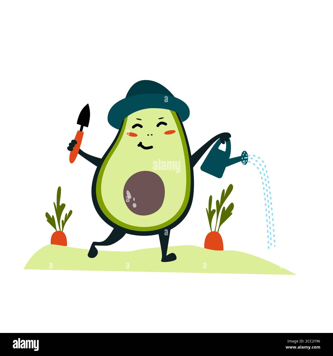 Funny Avocado character. Greeting card with sweet avocado Stock Vector ...