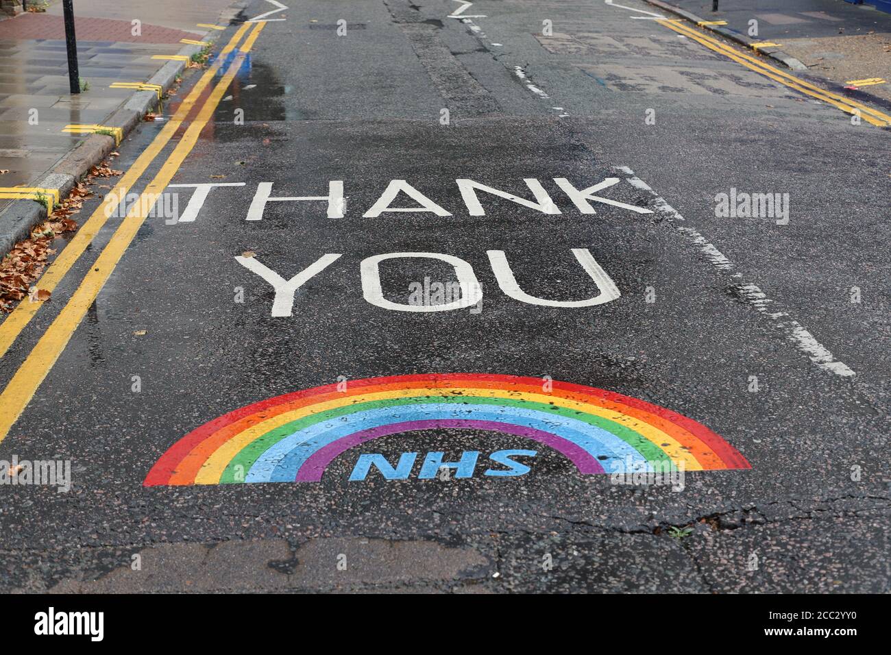 Thank you NHS road sign Stock Photo - Alamy