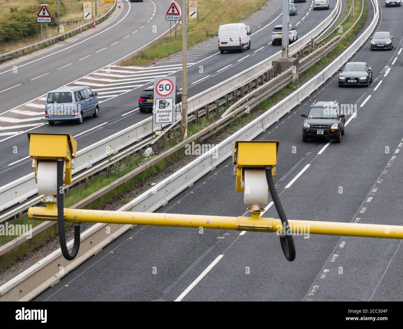 Average speed check on UK A1 road at Great Park, Gosforth, Newcastle ...