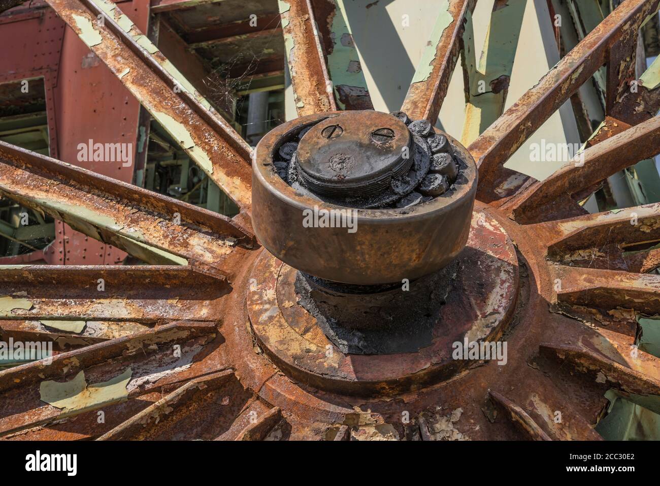 old rusty metal Wheel in a abandoned coal mine Stock Photo - Alamy