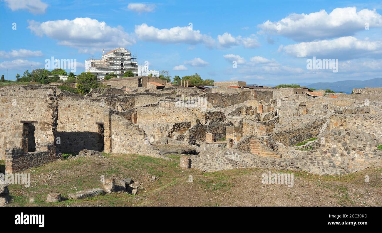 Panorama of the Ruins of Ancient Pompeii Excavated after the Eruption ...