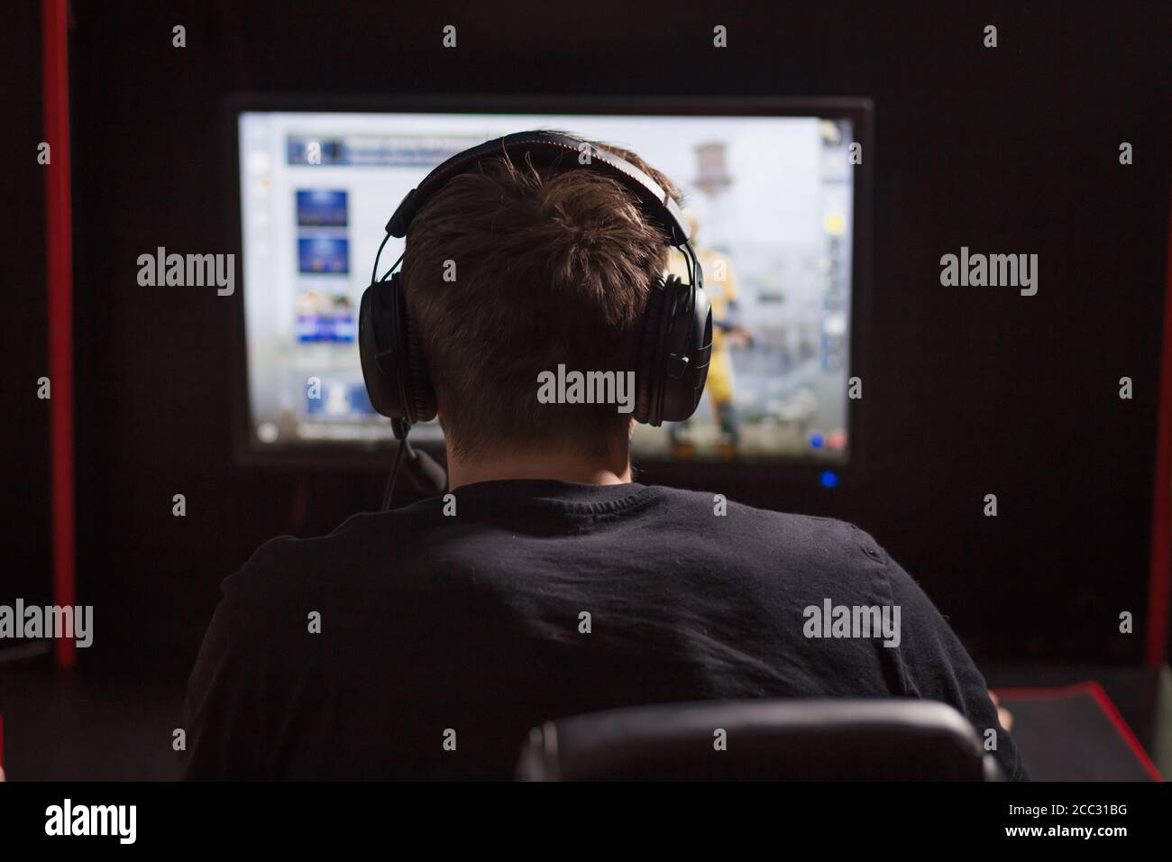 Professional Gamer participating in online cyber games tournament ...