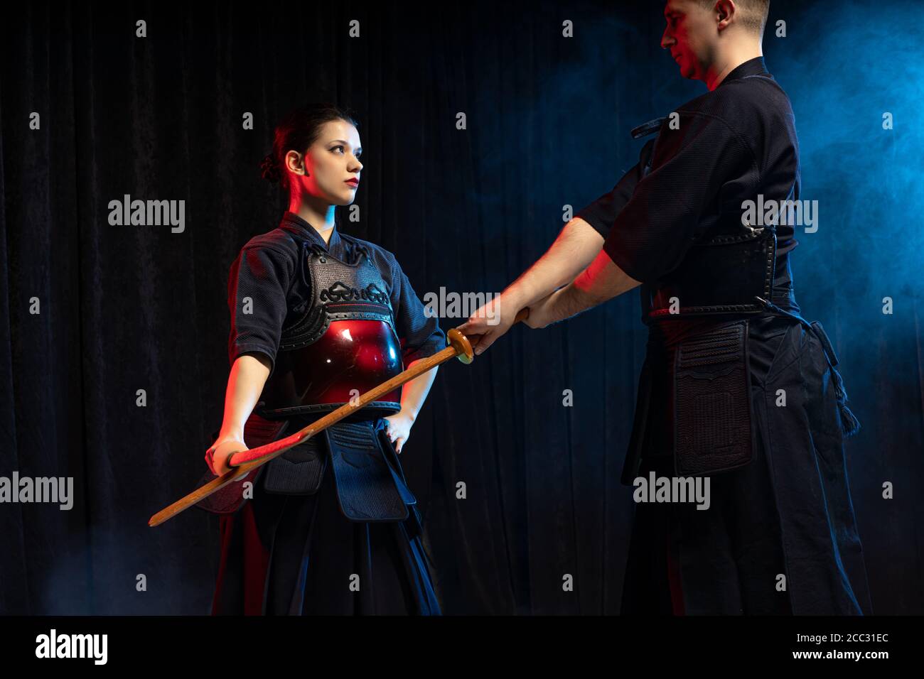 Samurai fighting two swords hi-res stock photography and images - Alamy