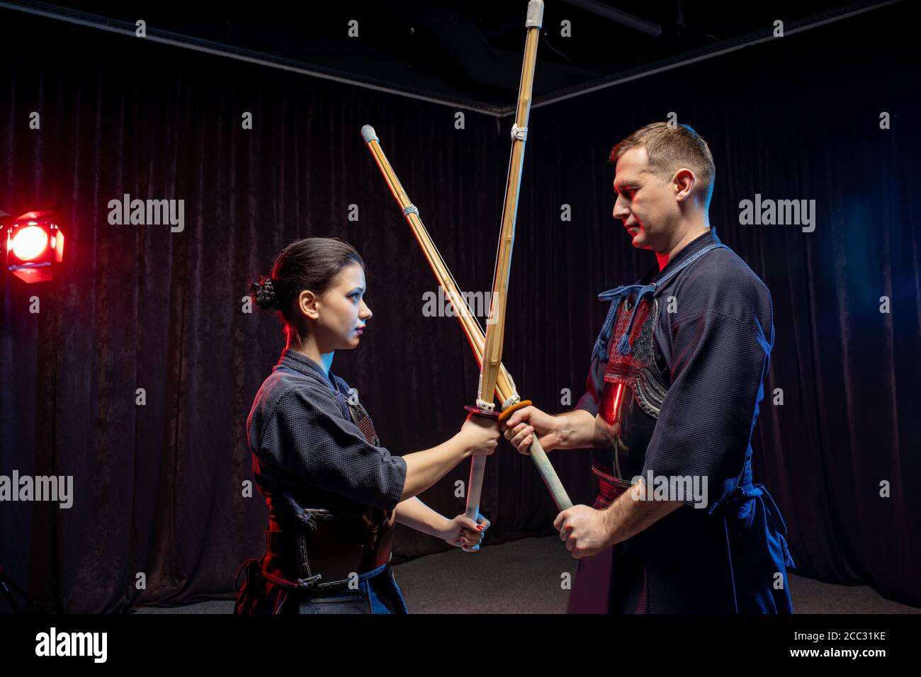 Samurai fighting two swords hi-res stock photography and images - Alamy