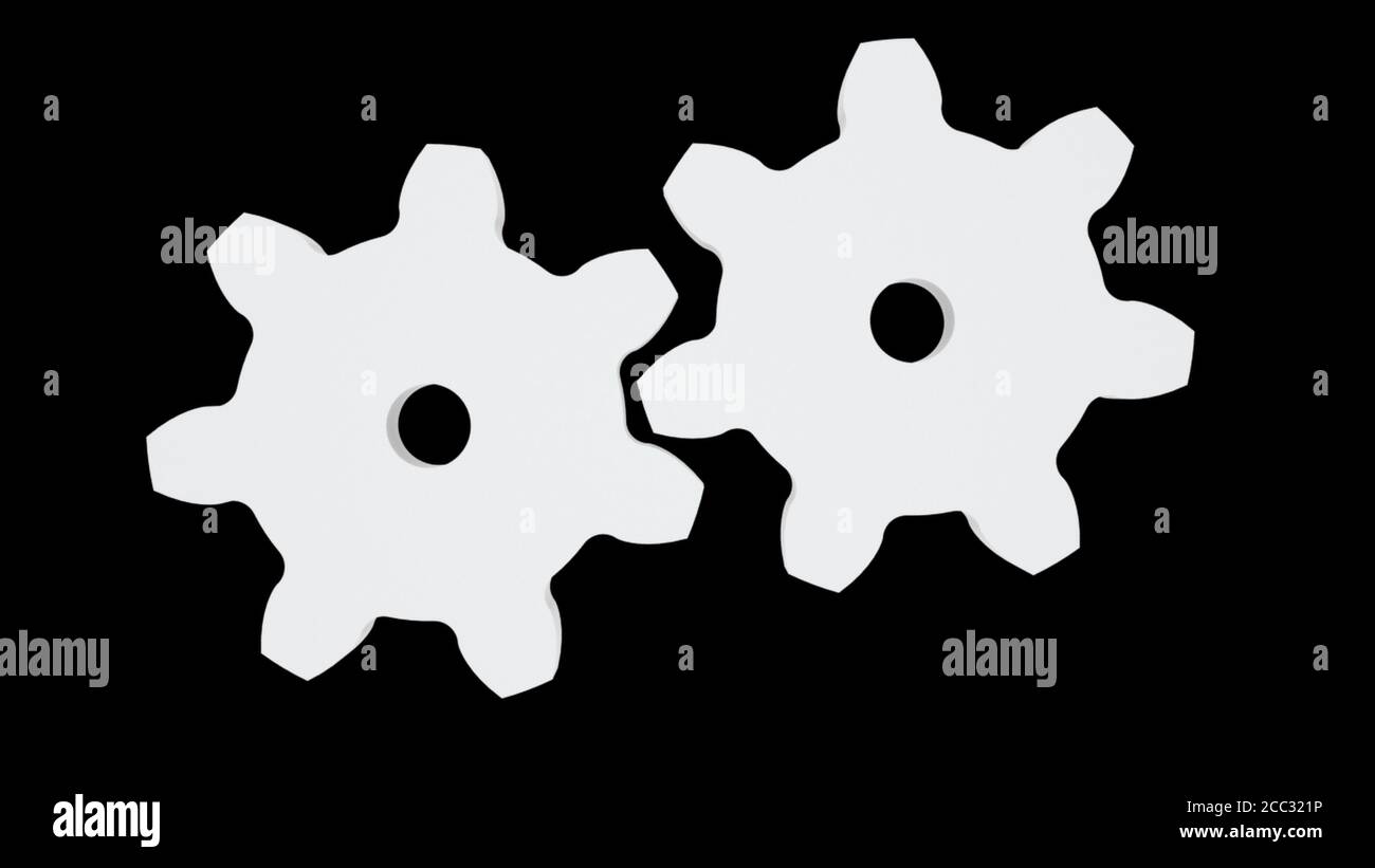 Computer generated the gears are turning slowly on simple background ...