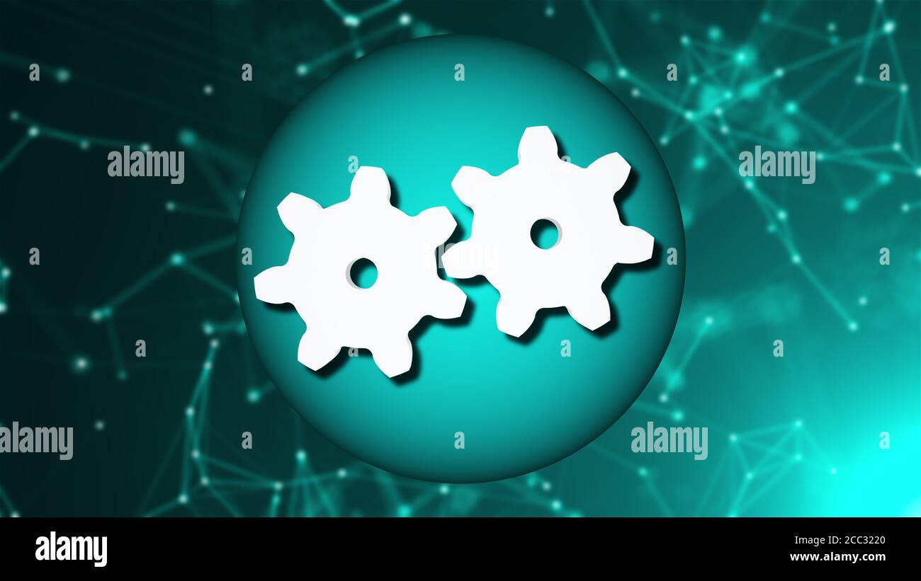 Computer generated the gears are turning slowly on simple background ...