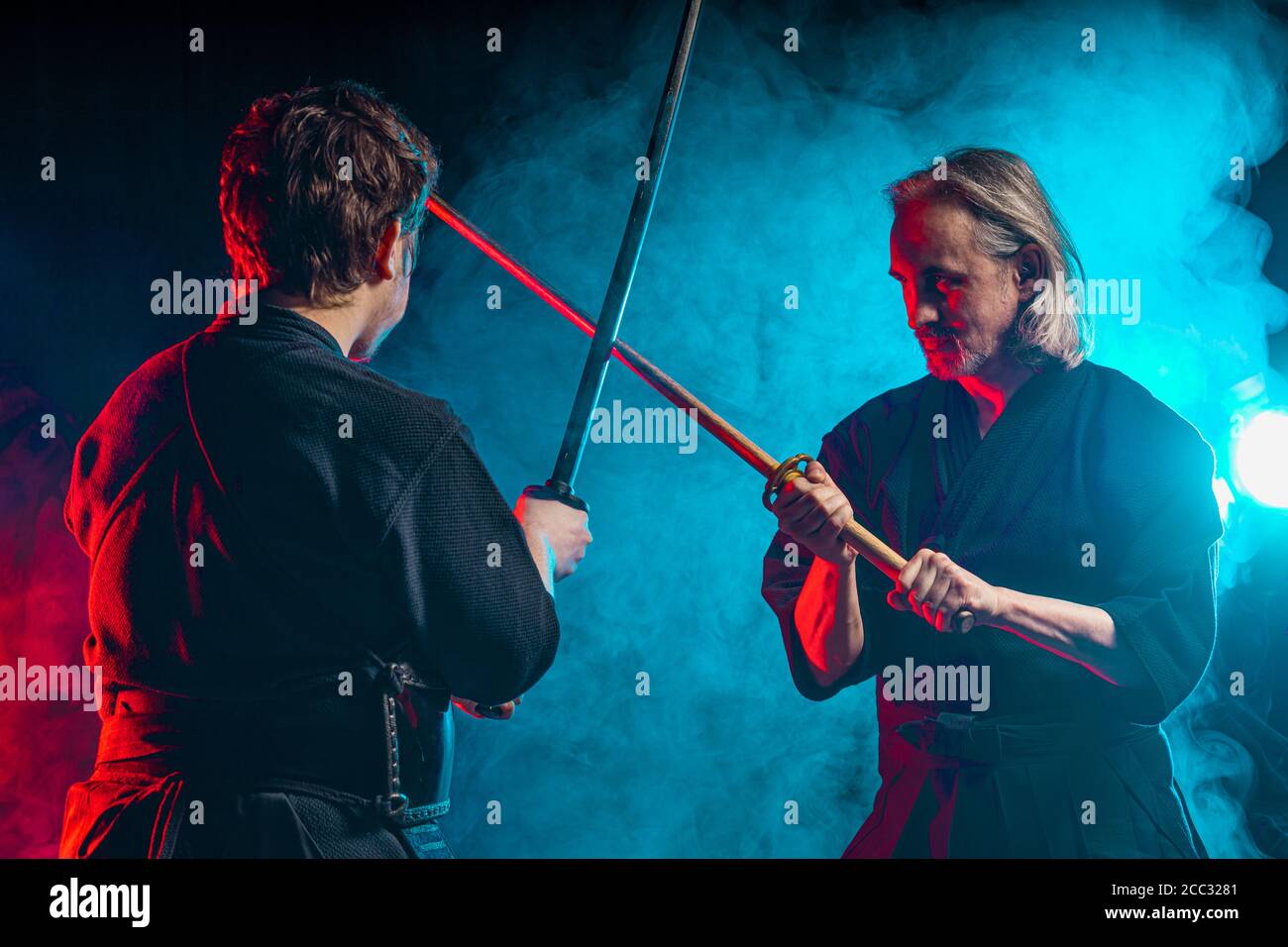 Samurai fighting two swords hi-res stock photography and images - Alamy
