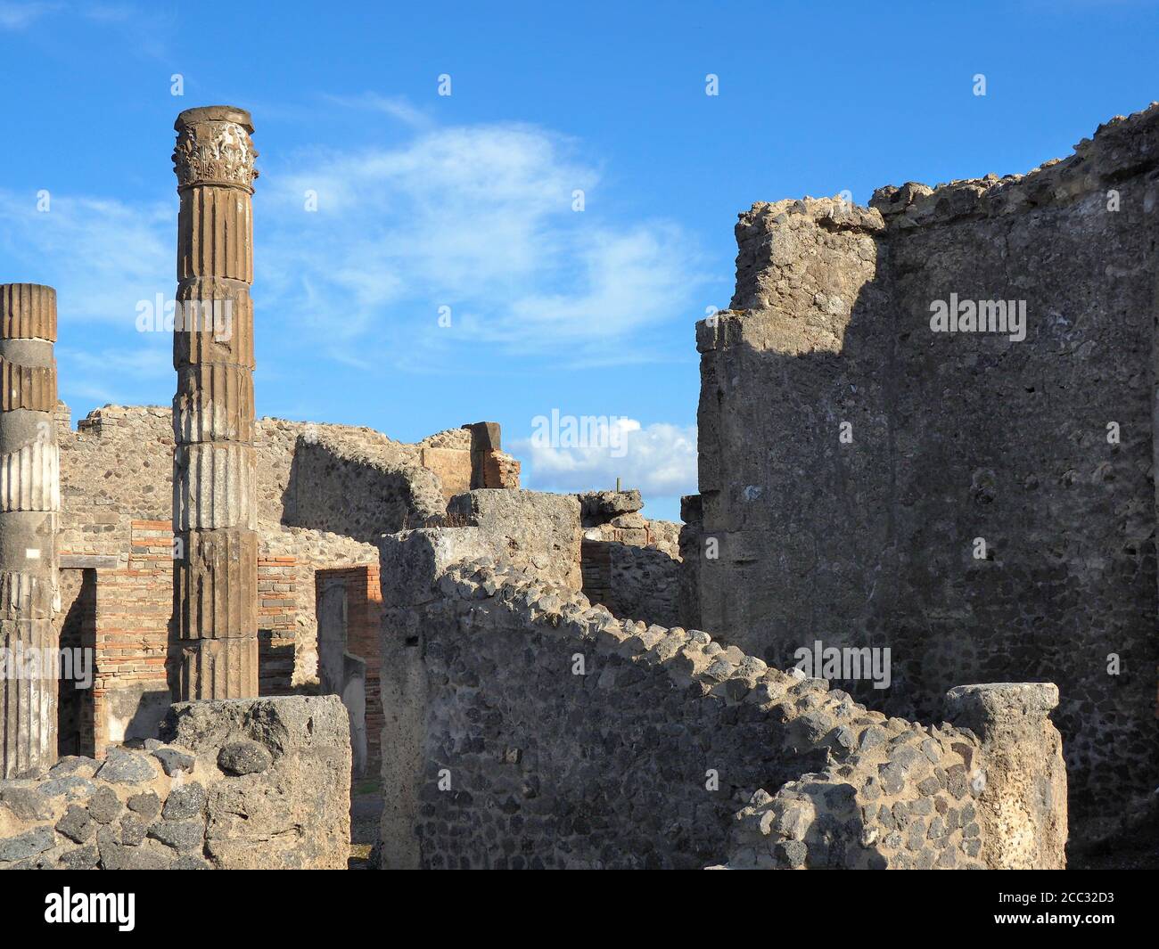 The Walls, Columns and Walkways of the Ancient City of Pompeii Stock ...