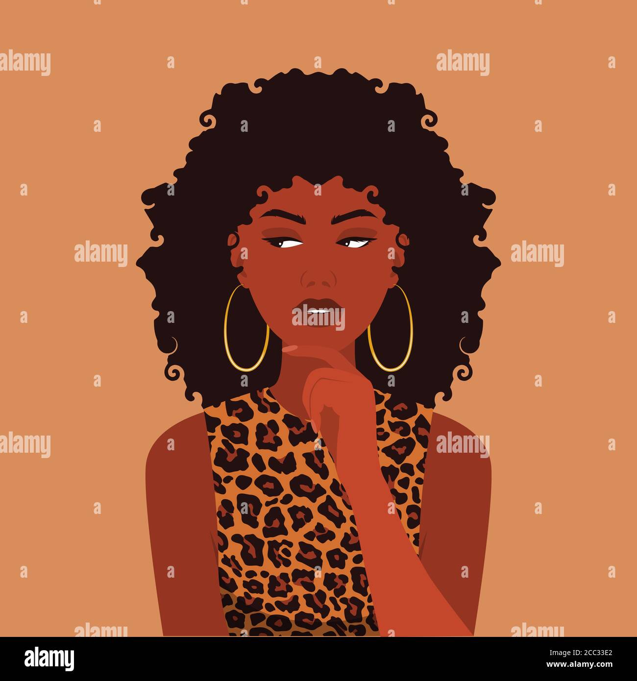 Black Woman Thinking Silhouette