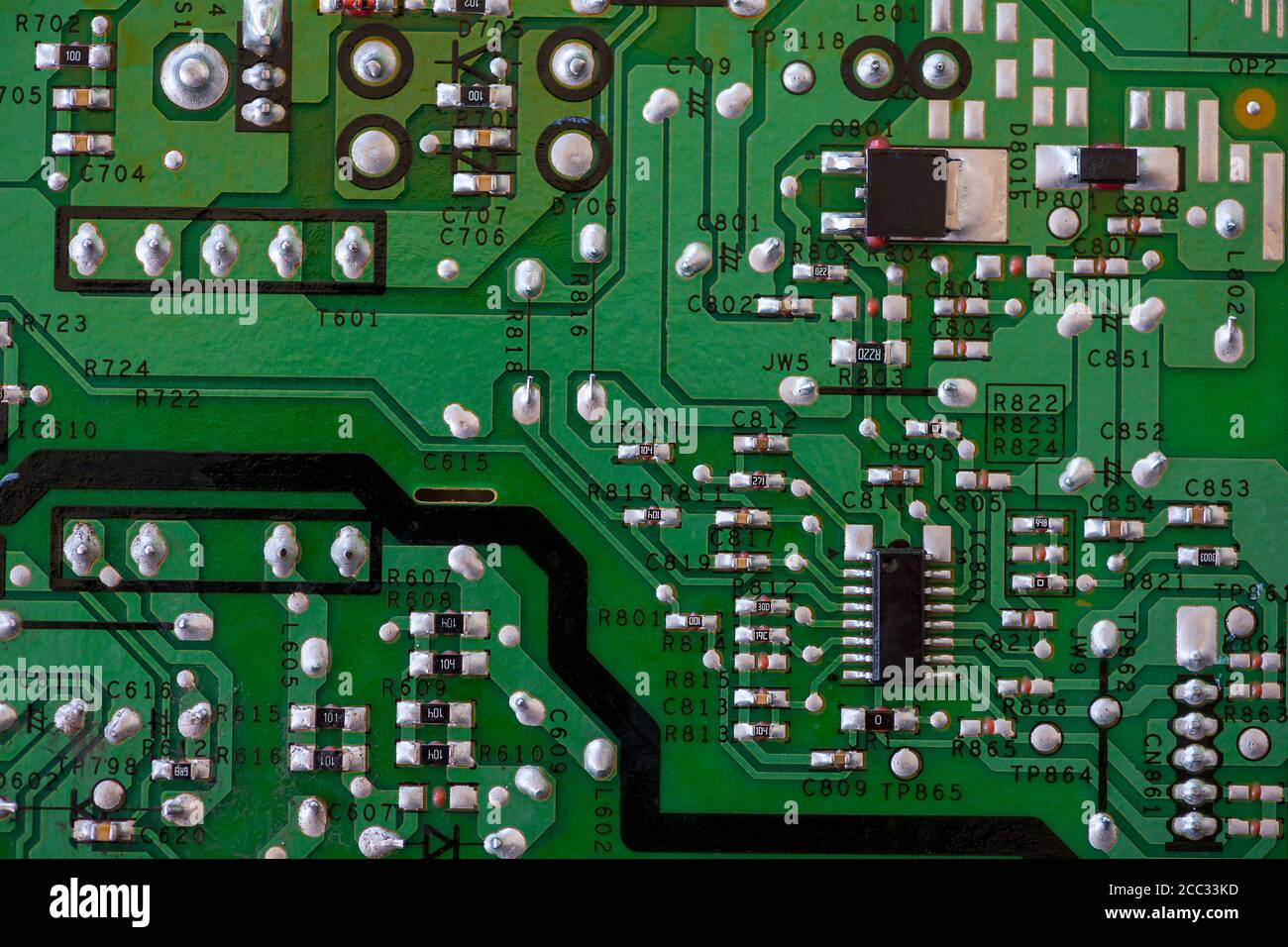 Close-up of electronic components. SMD resistors, capacitors, inductors ...