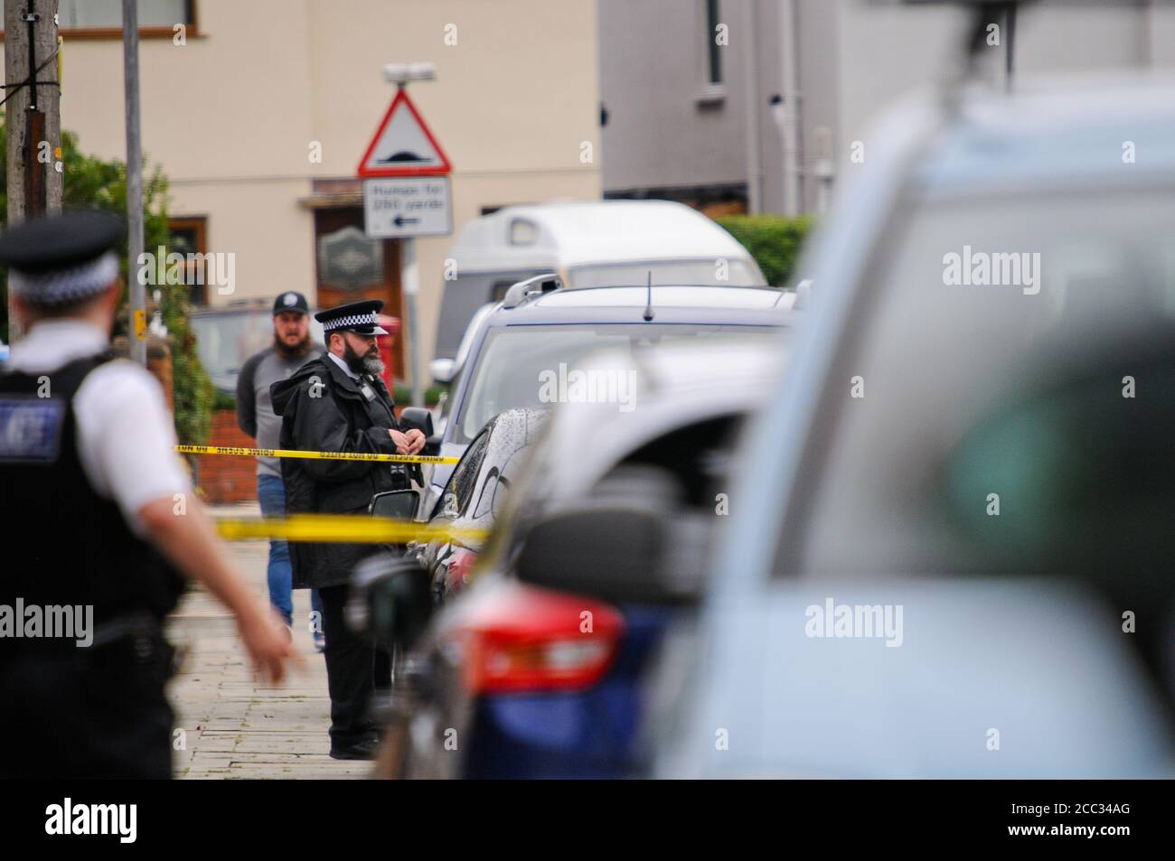 Crime scene cordoned off and incident and forensic investigation hi-res ...
