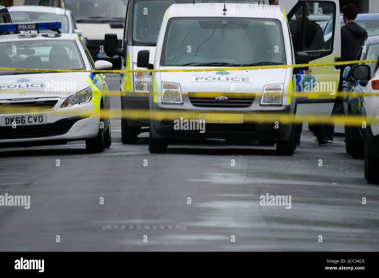Crime scene cordoned off and incident and forensic investigation hi-res ...