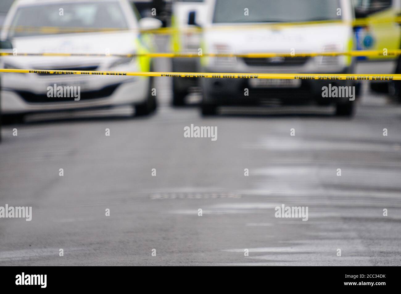 Crime scene cordoned off and incident and forensic investigation hi-res ...