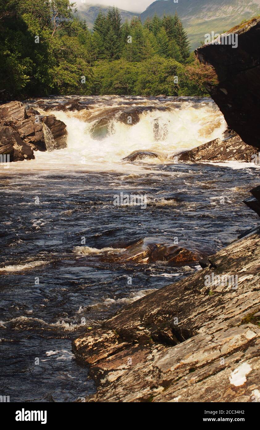 A view of one of the many waterfalls down the River Orchy in Glen Orchy ...