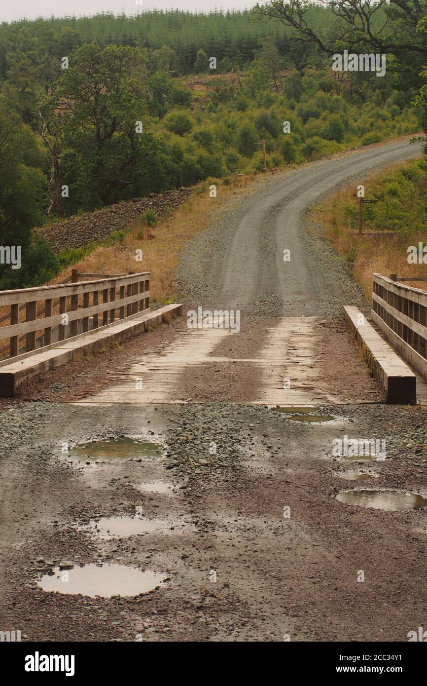 A view of a bridge over a river made for forestry commision vehicles in ...