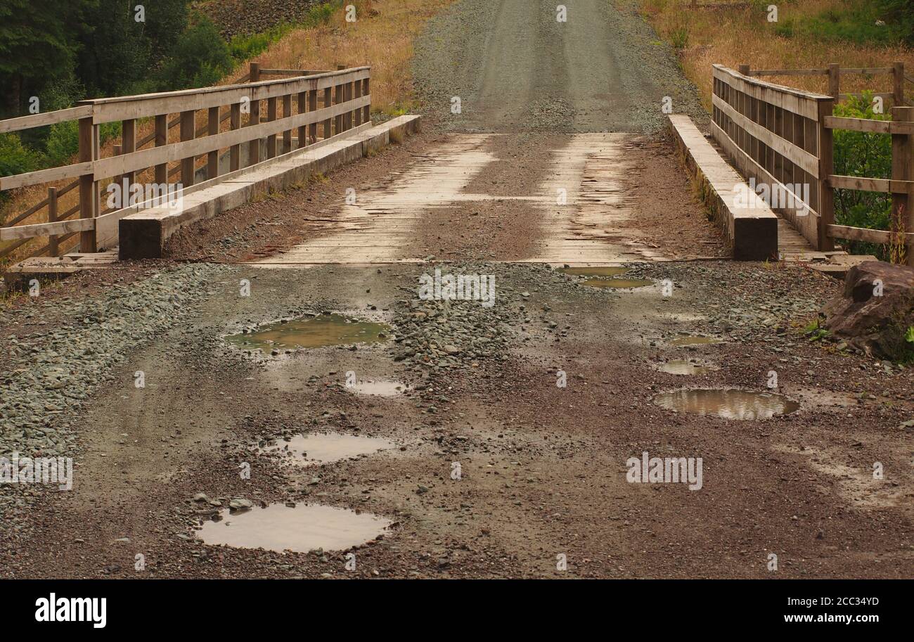 A view of a bridge over a river made for forestry commision vehicles in ...