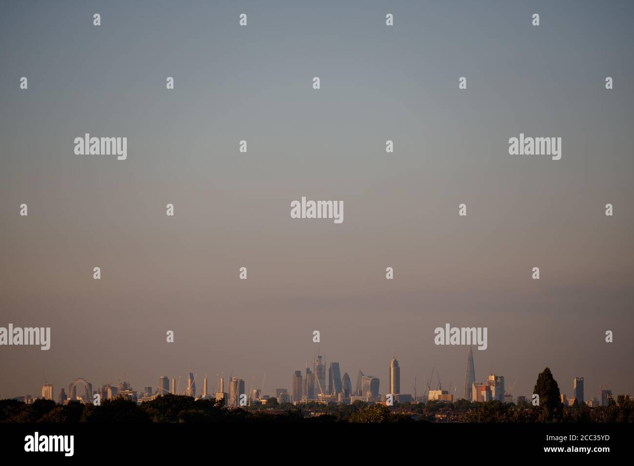 General view the London skyline from the All England Lawn Tennis Club ...