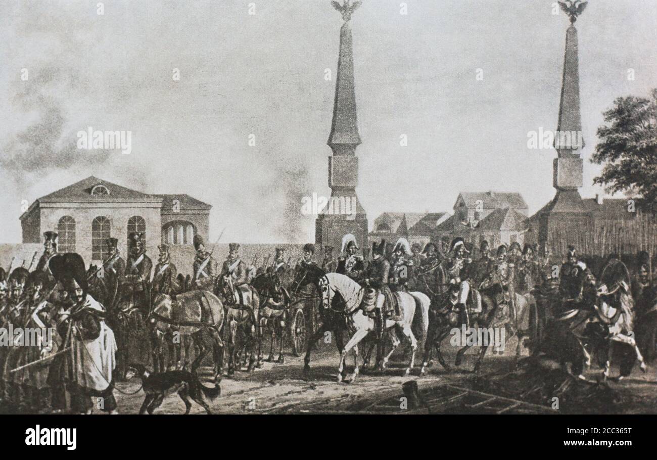 Napoleon Leaves Moscow through the the Kaluga Gate on October 19, 1812 ...