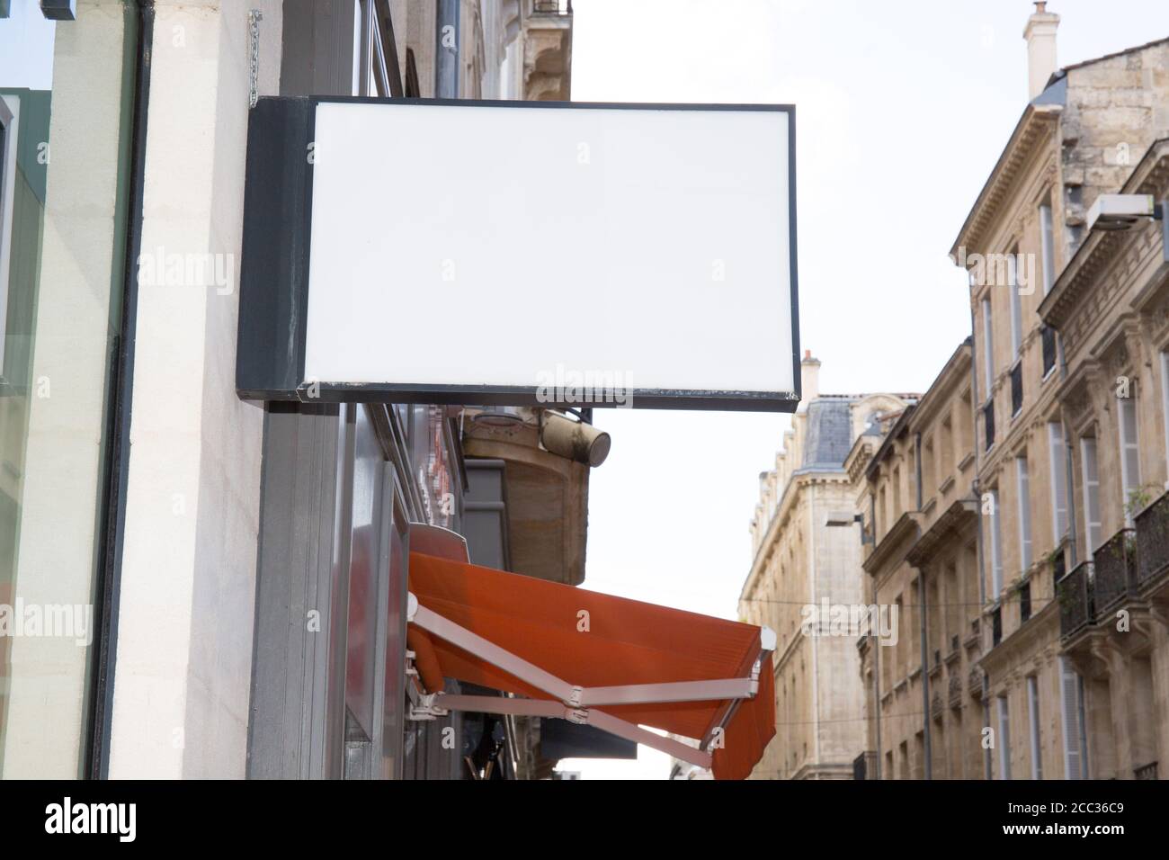 rectangle and white shop sign to include your text or logo Stock Photo ...