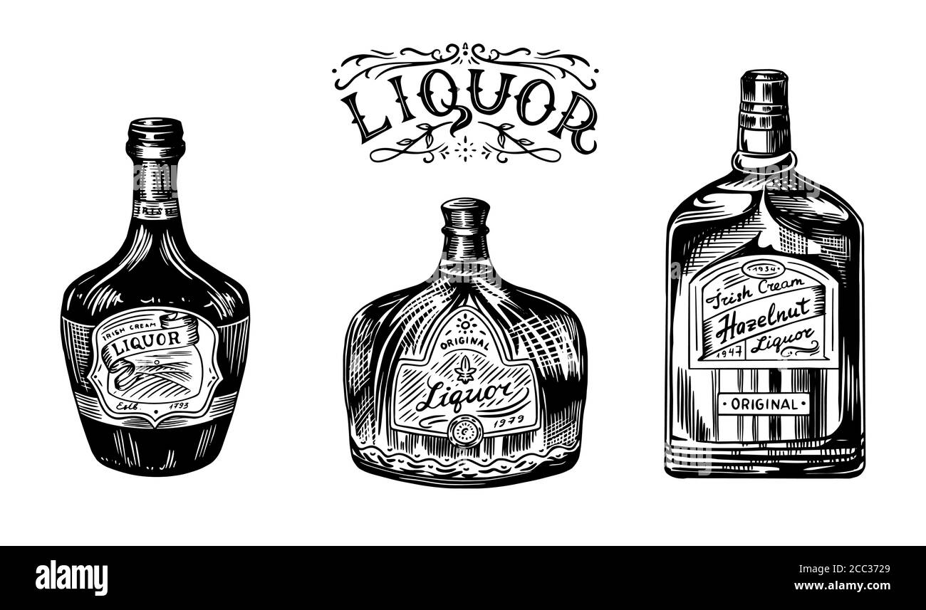 Alcoholic Drinks Bottles Drawing