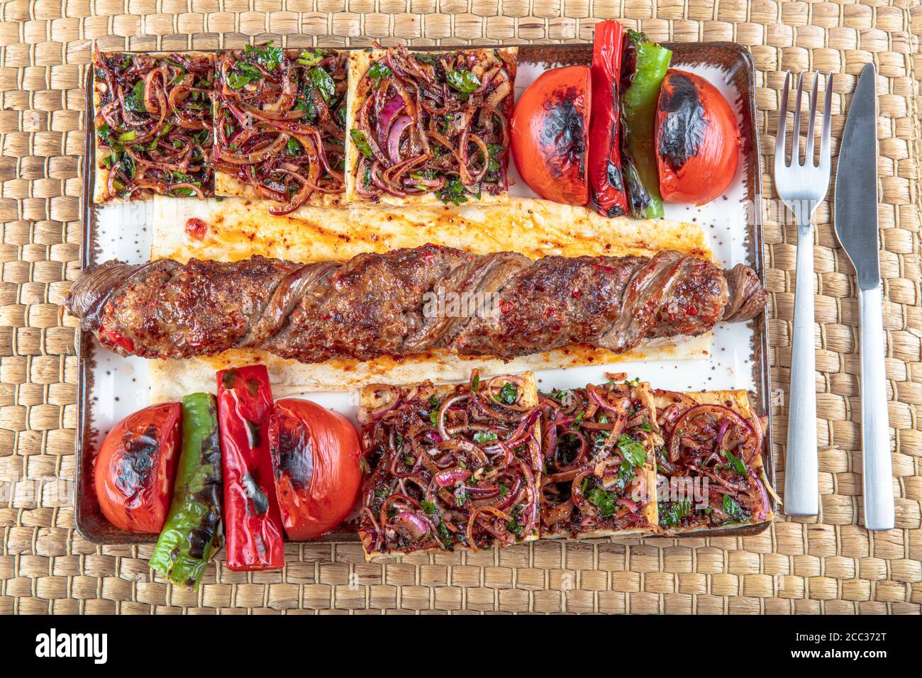 Traditional Turkish cuisine. A magnificent dining table and adana sarma ...