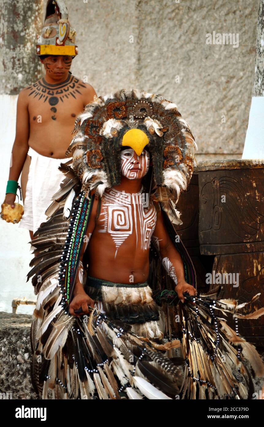 CHICHEN ITZA, MEXICO - MARCH 21,2014:Native mayan dancers performing in ...
