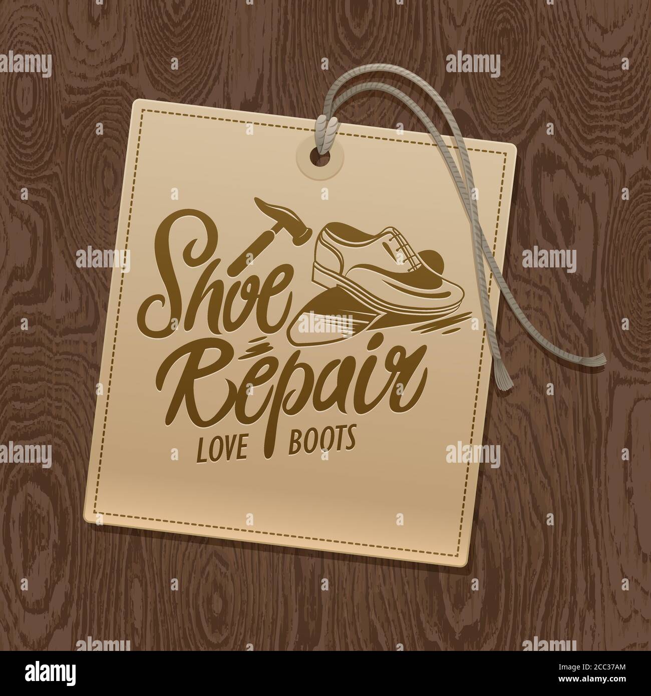 Shoe Repair labels on tree vector background. Vector illustration ...