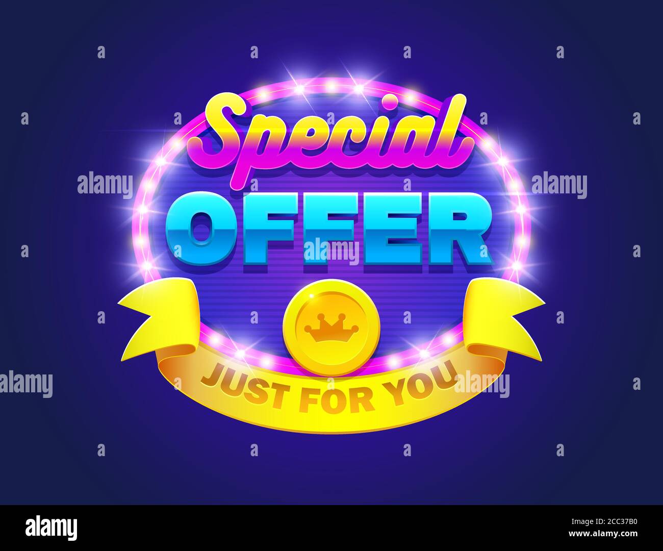 Retro sign with lamp Special offer badges.Special offer illustration ...