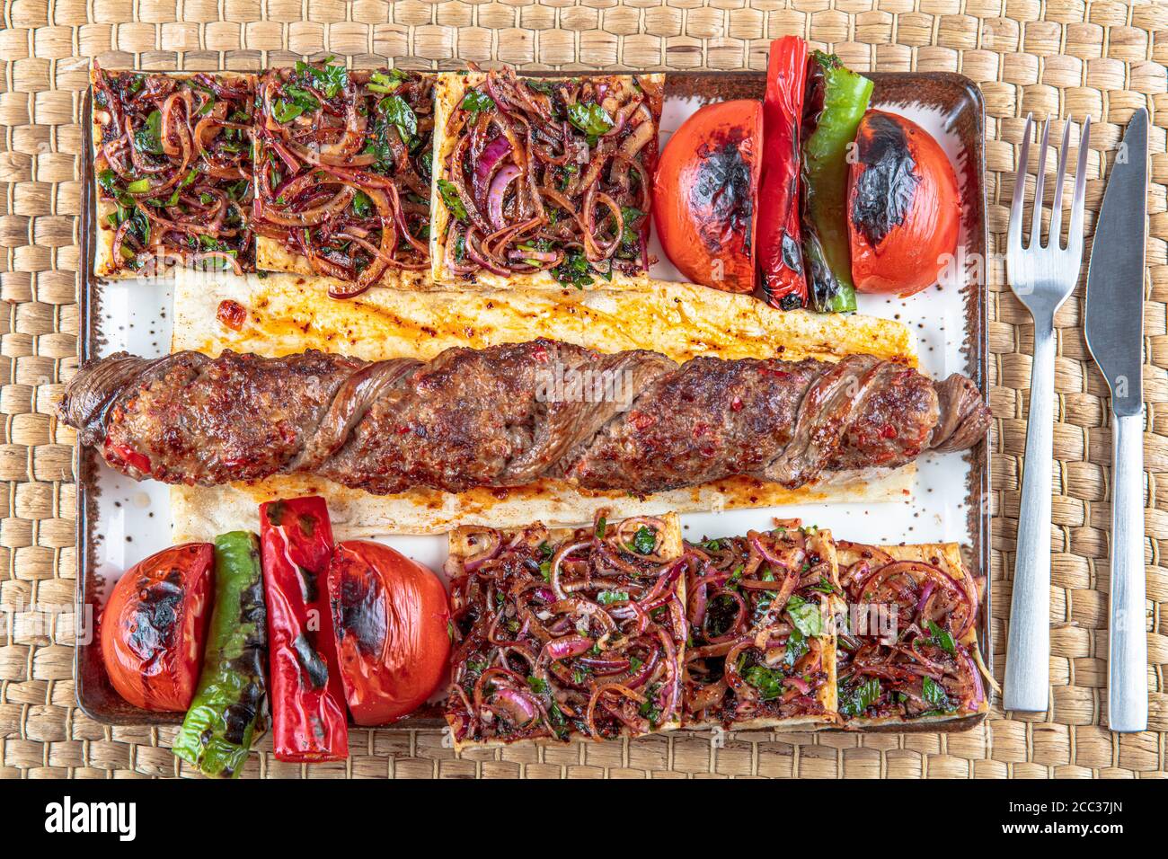 Traditional Turkish cuisine. A magnificent dining table and adana sarma ...