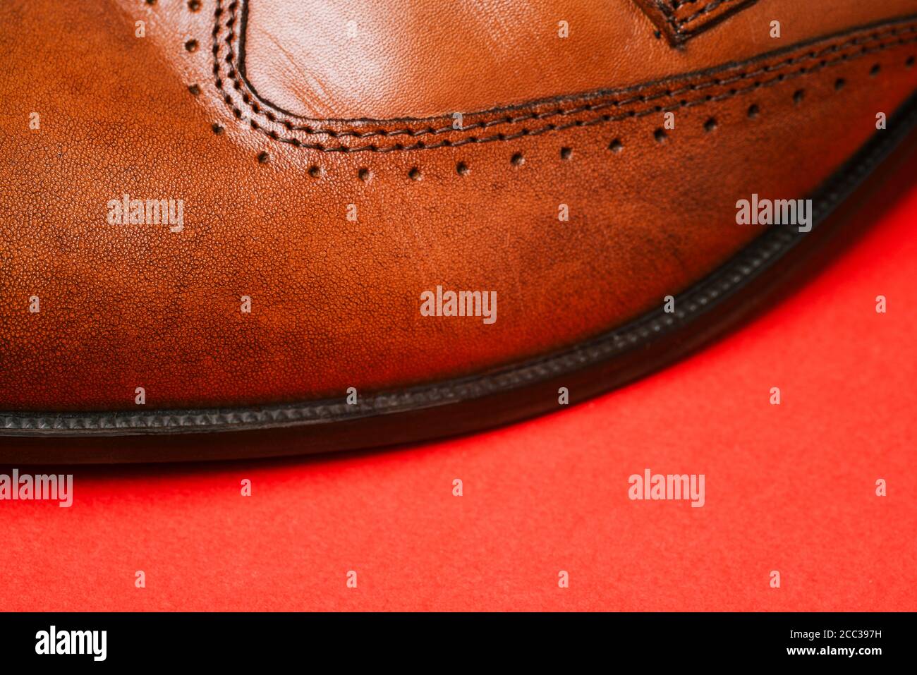 Part of men's shoes close-up. Genuine leather texture. Side view with a ...