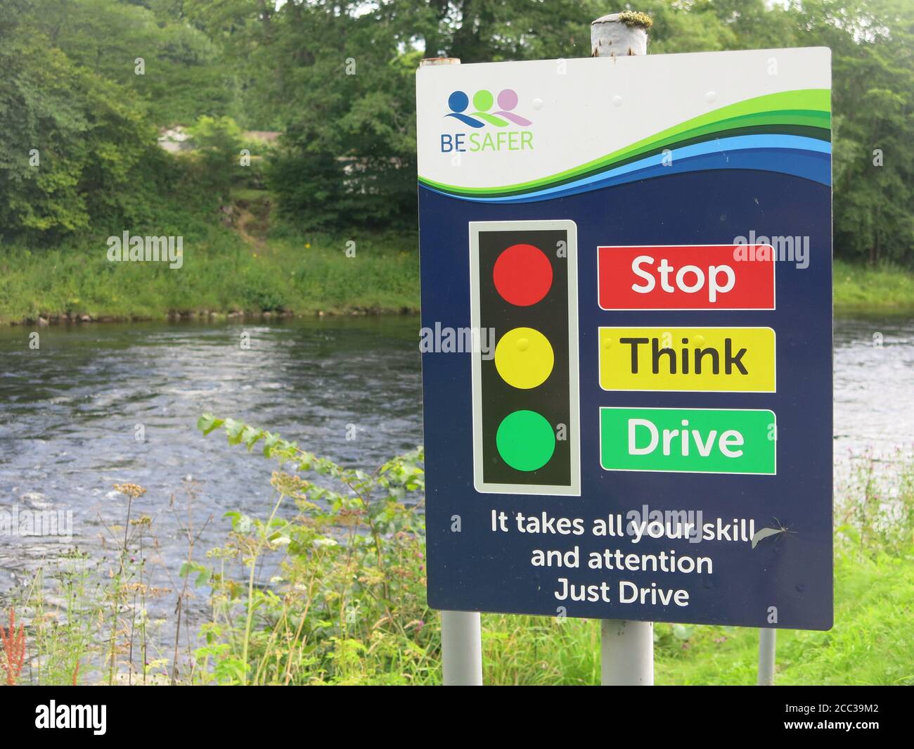 Traffic light analogy on road signs for a drivers' public safety ...
