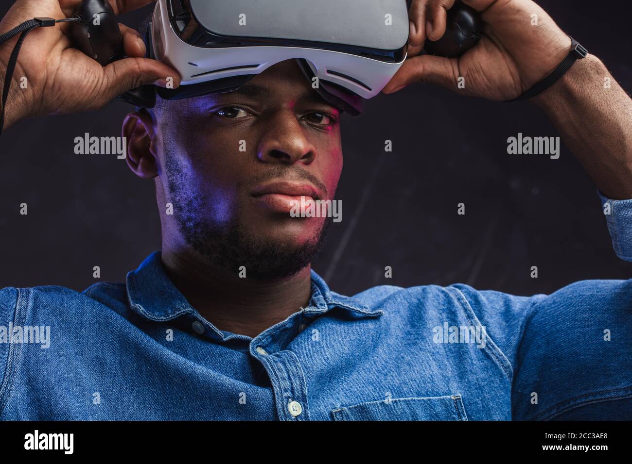 3d technology, virtual reality, gaming, entertainment and people ...