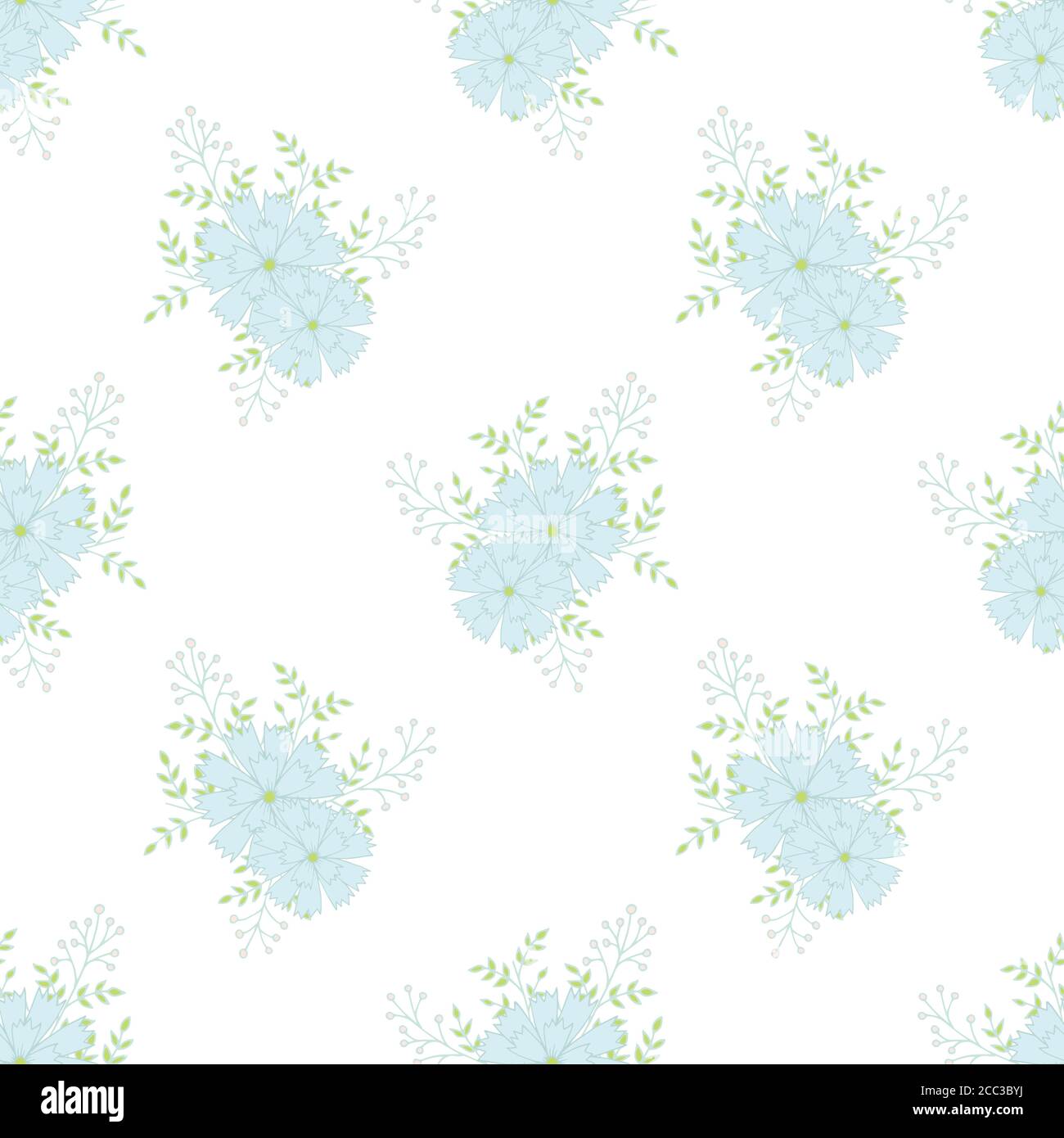 Floral Vector repeat seamless pattern with carnations. Small bouquets ...