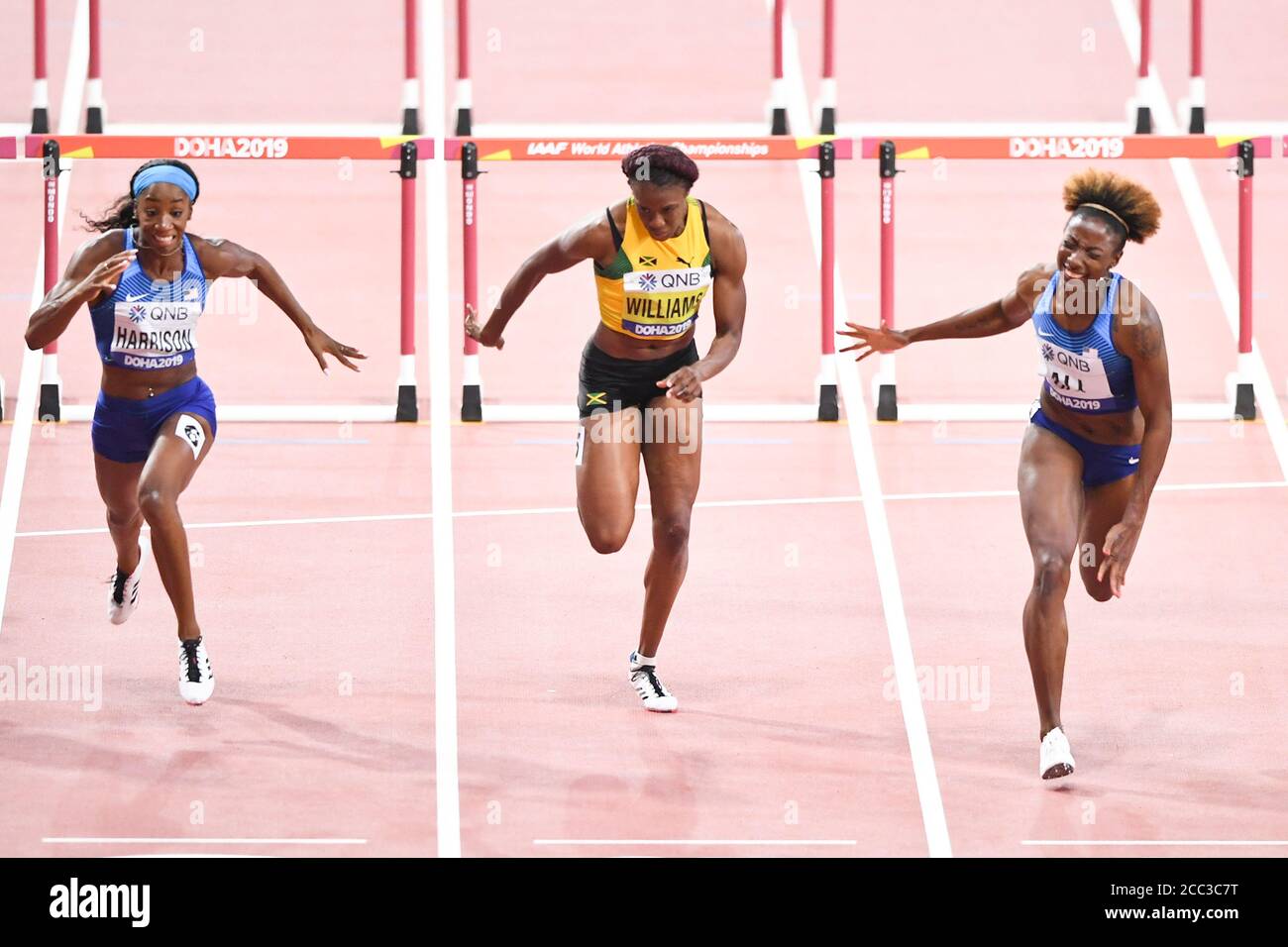 Nia Ali (USA, gold), Kendra Harrison (USA, silver), Danielle Williams ...