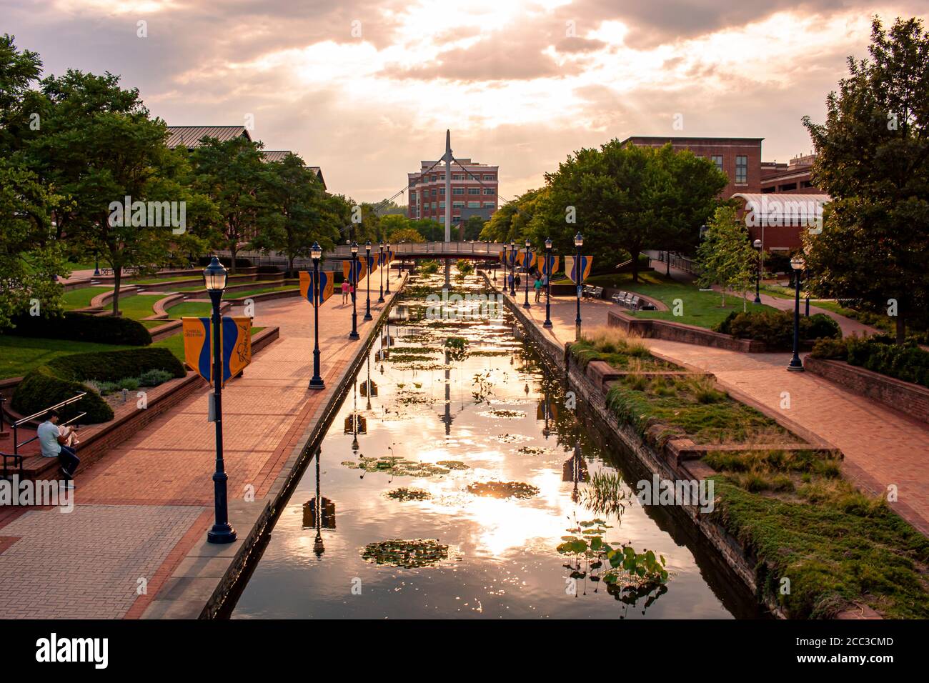 Frederick, MD, USA 08/14/2020: An afternoon view of the Carroll Creek ...