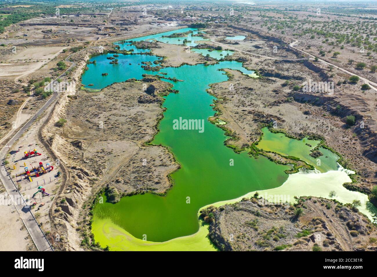 Aerial view of Wetland and recreational park with recycled sewage in ...