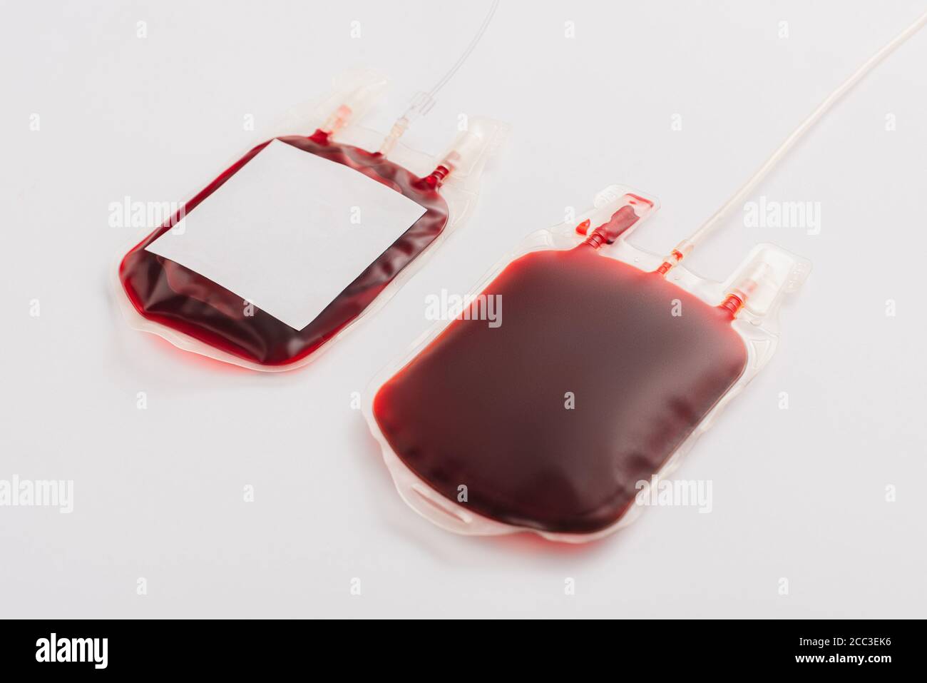 blood donation packages with blank label on white background Stock ...