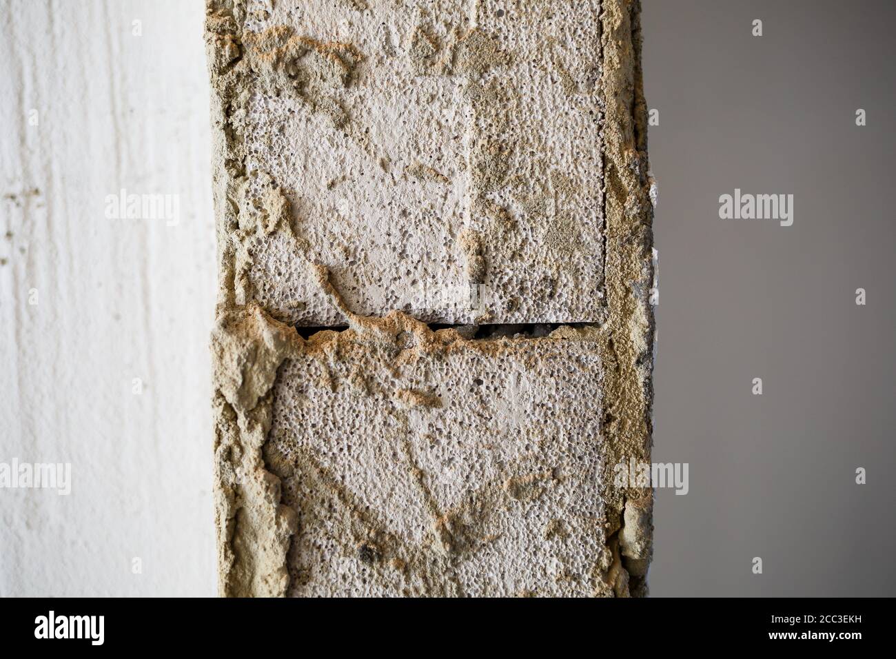 Wall with white blocks, putty on a white wall, concrete wall texture ...
