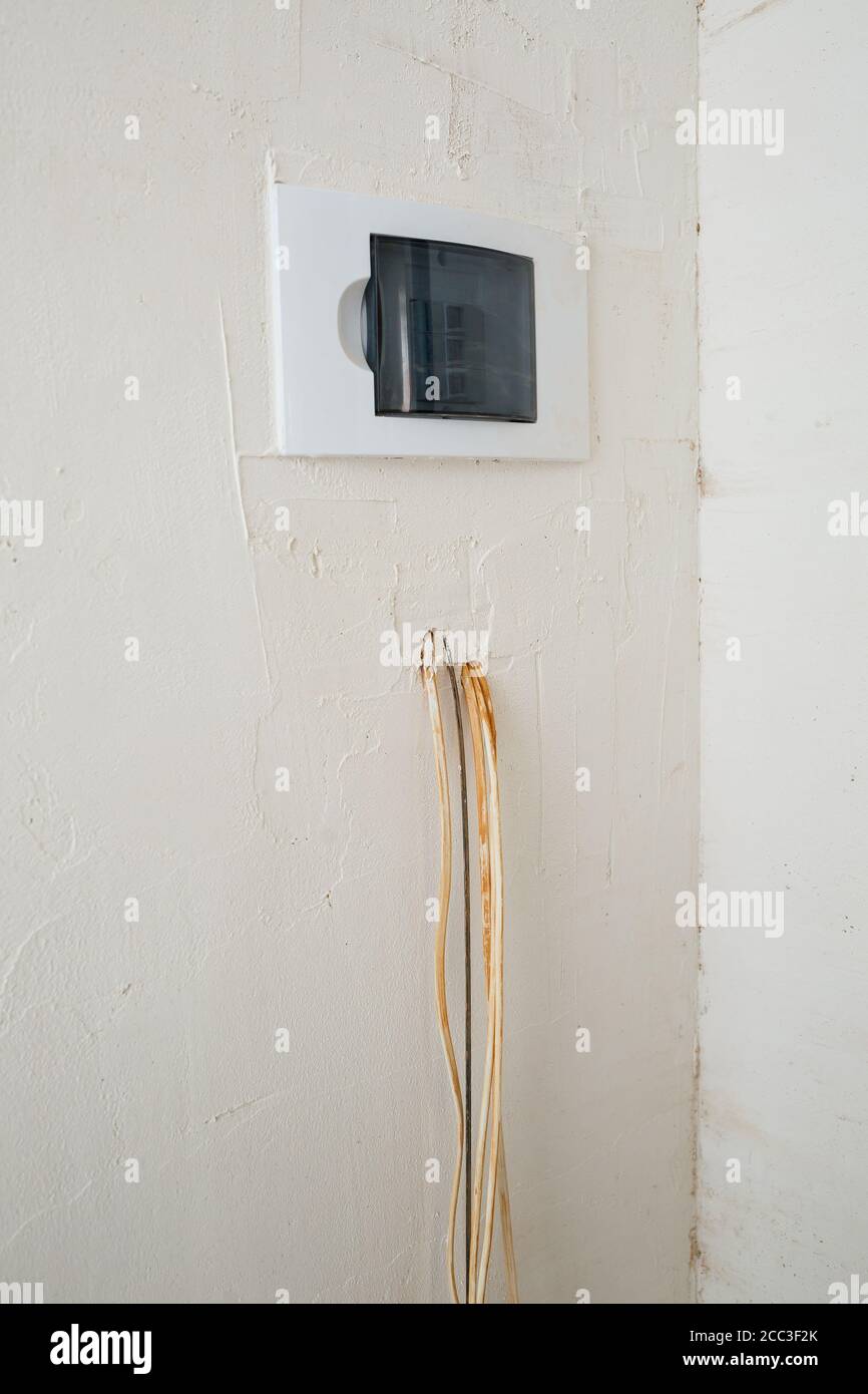 Electricity installation. During repair. open the wires. Sticking out ...