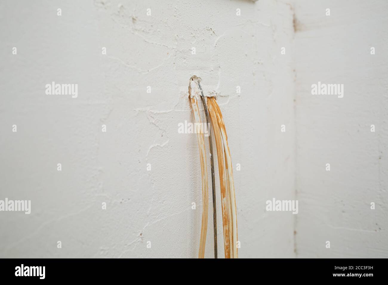 Electricity installation. During repair. open the wires. Sticking out ...