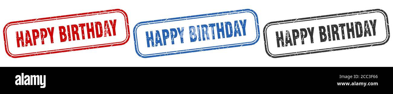 happy birthday square isolated sign set. happy birthday stamp Stock ...