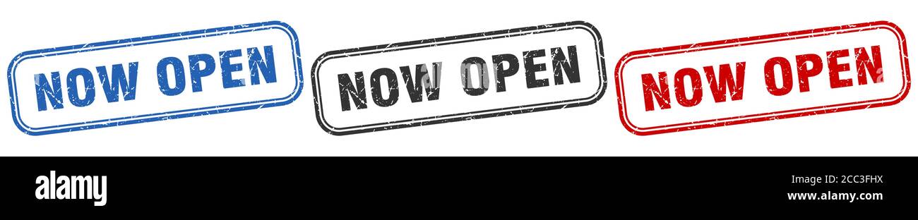 now open square isolated sign set. now open stamp Stock Vector Image ...