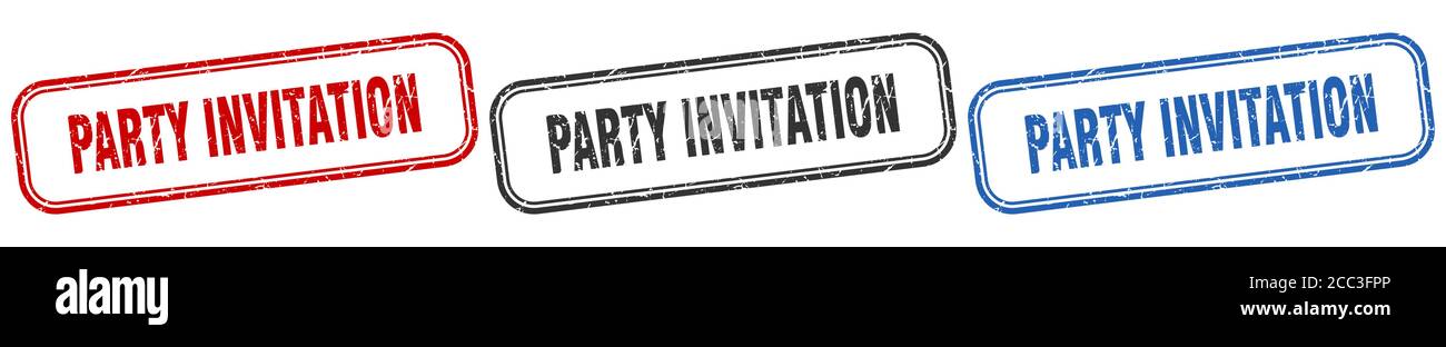 party invitation square isolated sign set. party invitation stamp Stock ...