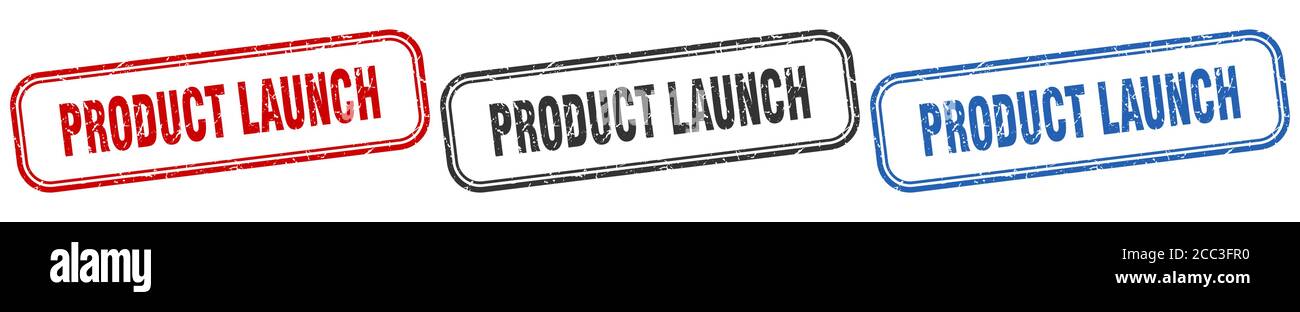 product launch square isolated sign set. product launch stamp Stock ...