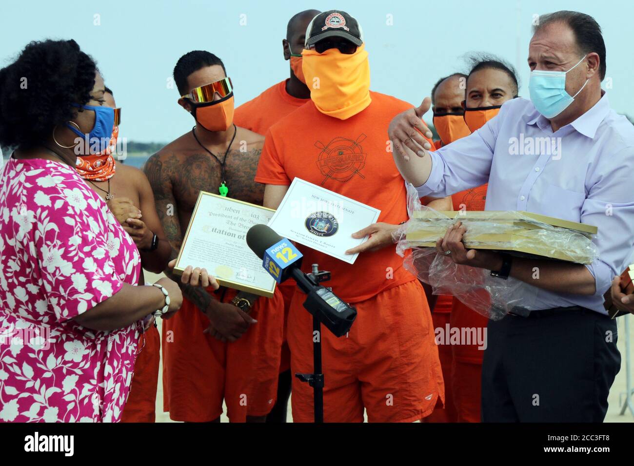 New York City, New York, USA. 17th Aug, 2020. Lifeguards stationed at ...