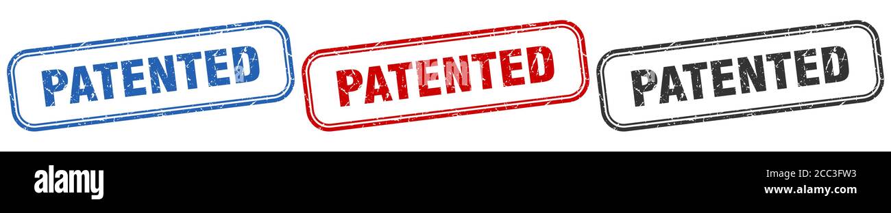 patented square isolated sign set. patented stamp Stock Vector Image ...