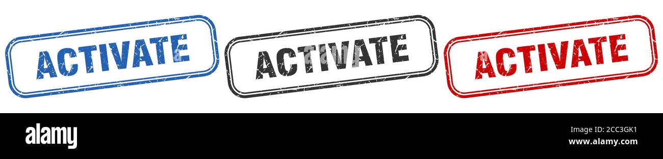 activate square isolated sign set. activate stamp Stock Vector Image ...