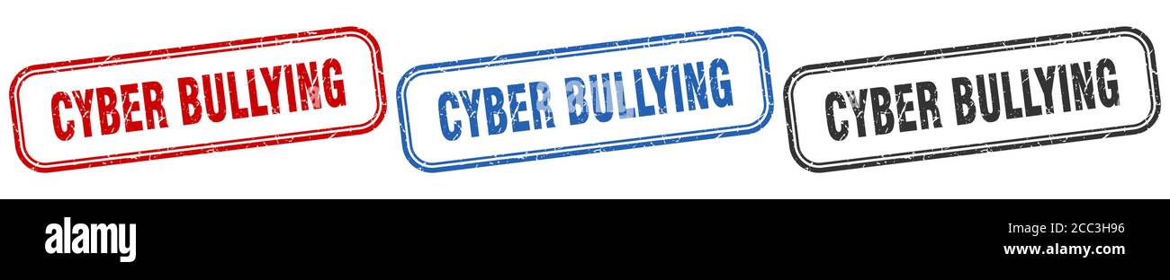 cyber bullying square isolated sign set. cyber bullying stamp Stock ...
